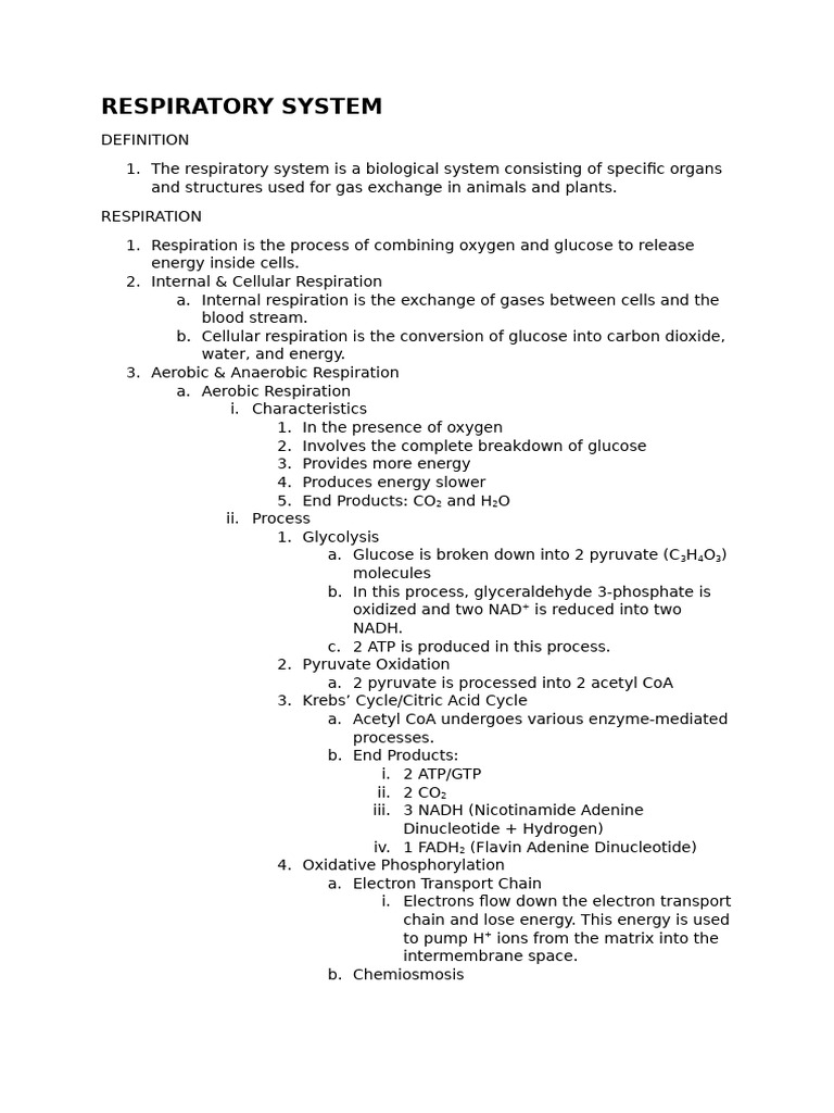 Respiration & Excretion | PDF