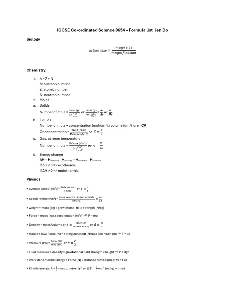 IGCSE_Formula-List | PDF