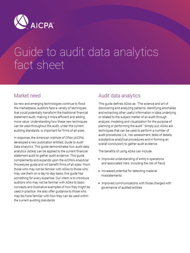 Guide To Audit Data Analytics Fact Sheet Web | PDF