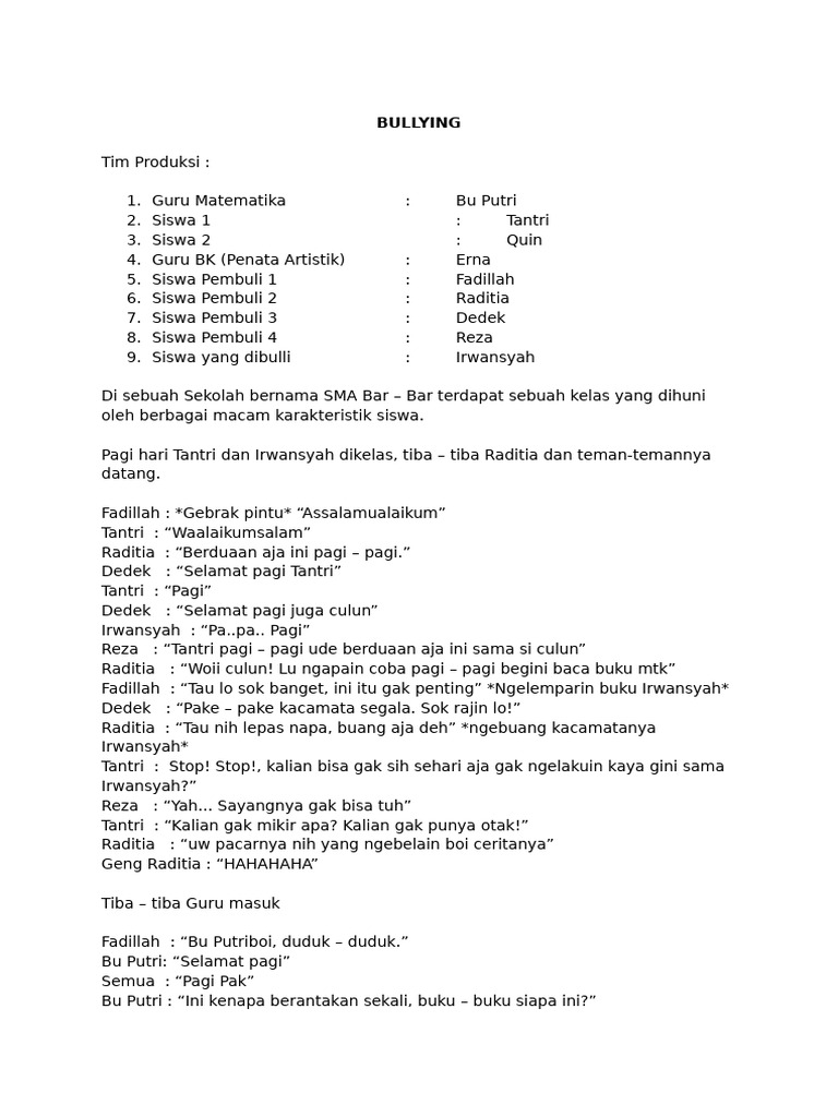 Naskah Drama Bully | PDF