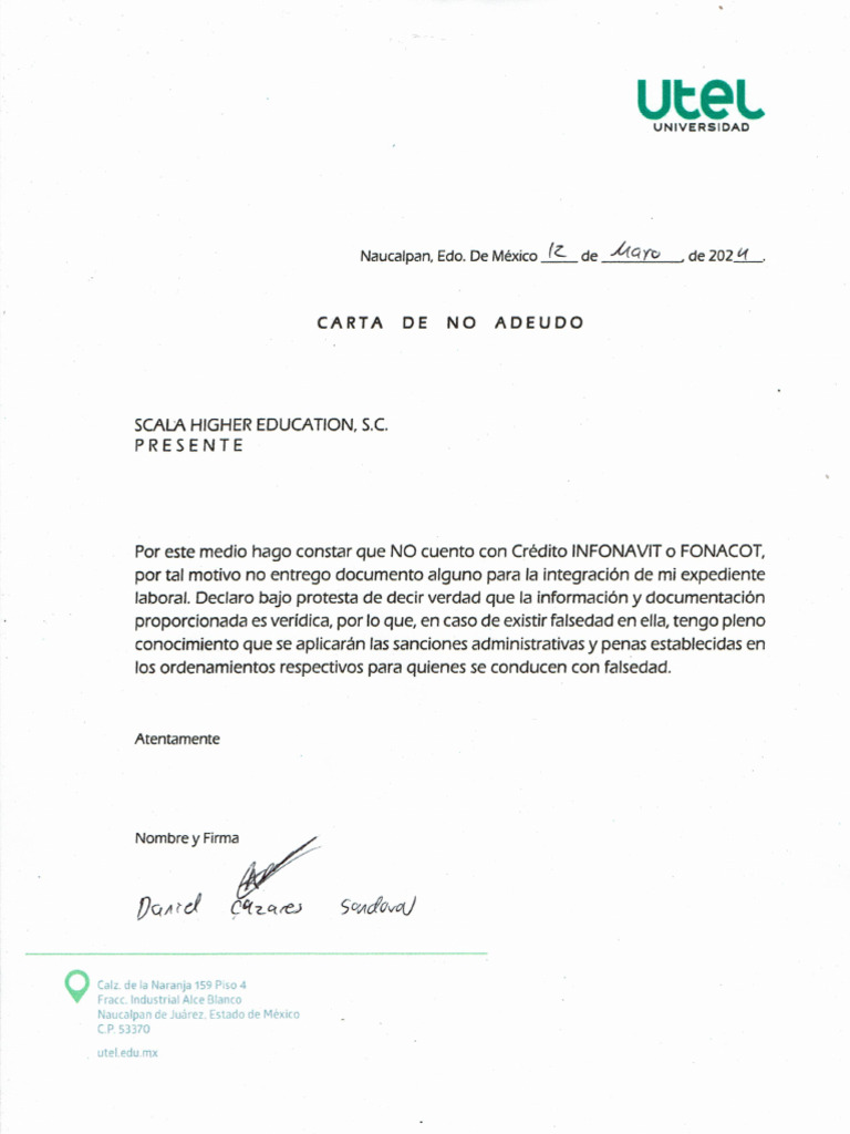 Carta No Adeudo | PDF