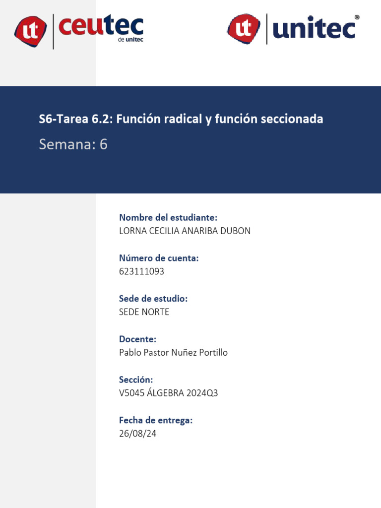 S6-Tarea 6.2Función radical y función seccionada | PDF