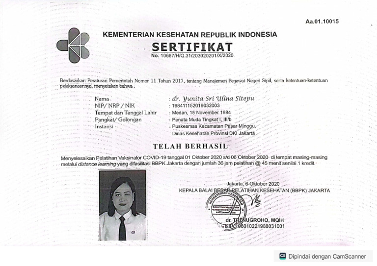 Sertifikat Vaksinator | PDF