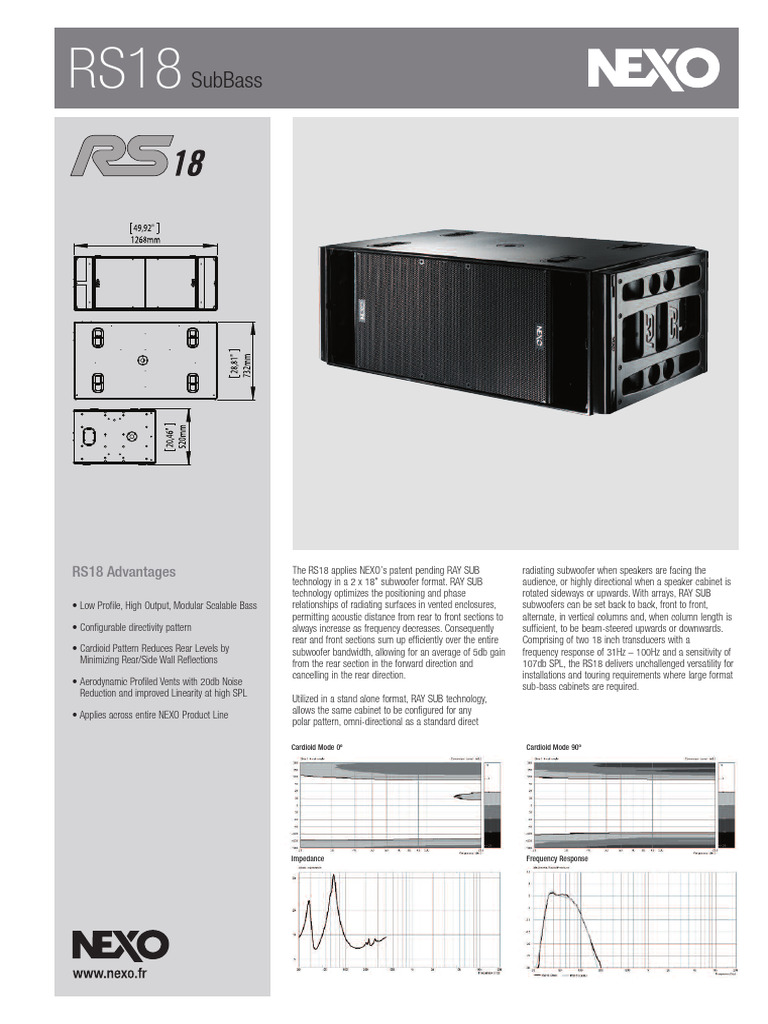 Nexo Sub Gbi RS18-Datasheets | PDF