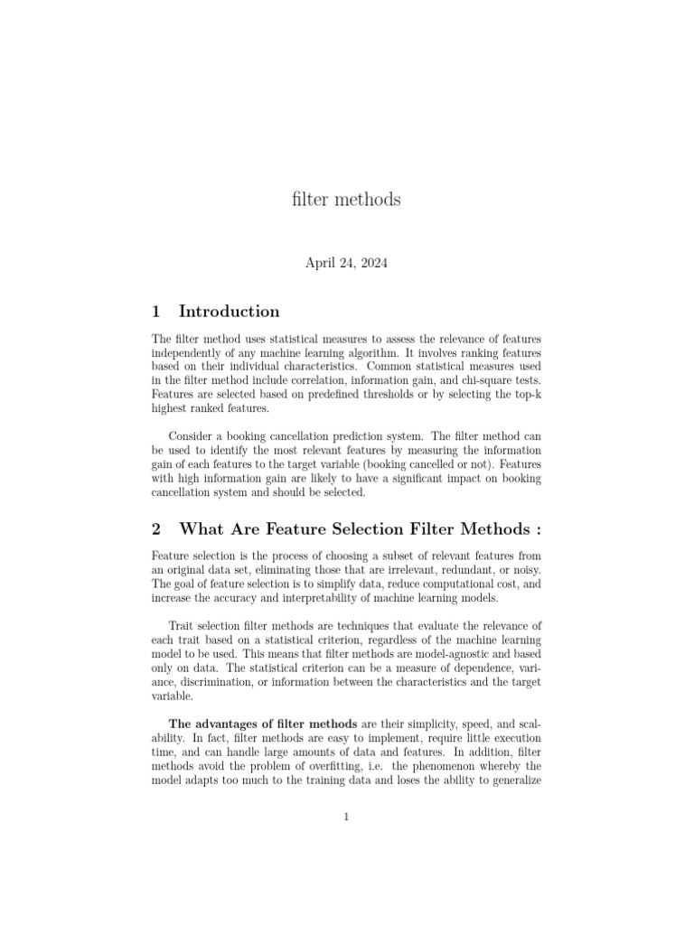 Filter Methods | PDF