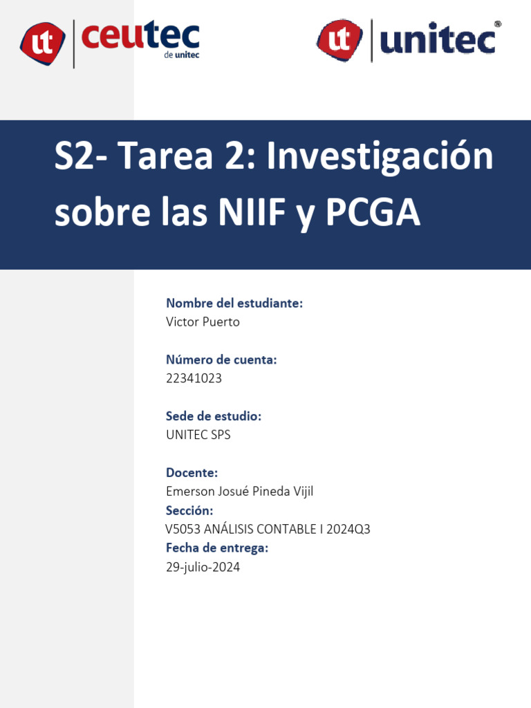 S2 - Tarea 2 Investigación Sobre Las NIIF y PCGA Victor | PDF