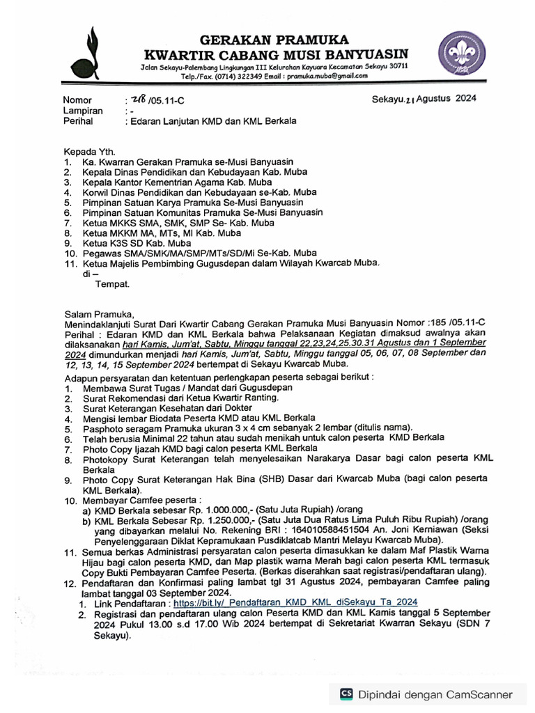 Edaran II KMD & KML Berkala Sekayu | PDF