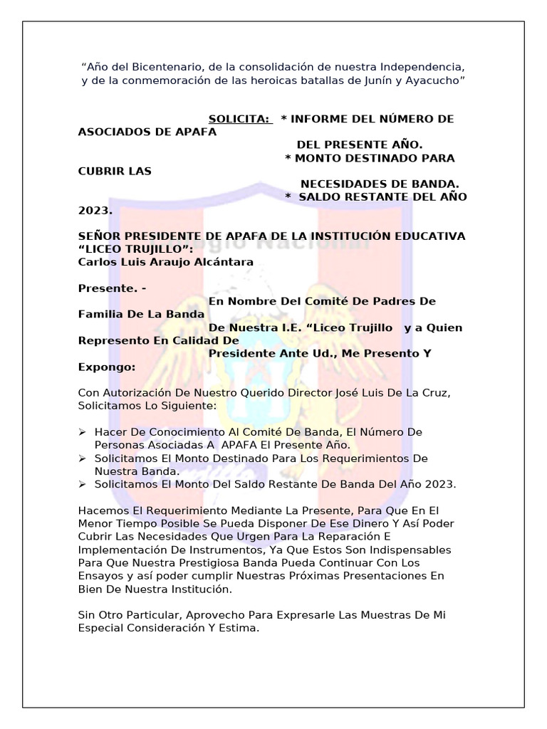 Requerimiento Apafa | PDF