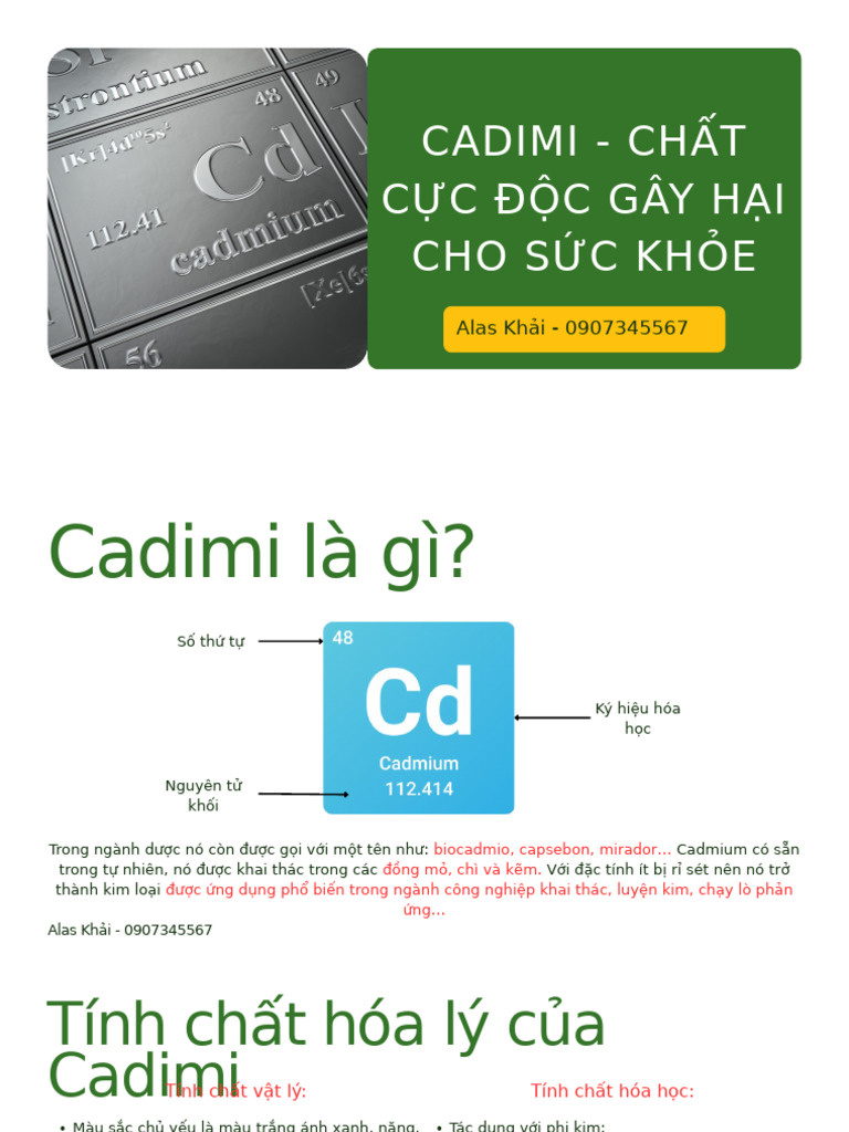 Cadimi là gì Chất cực độc gây hại cho sức khỏe | PDF