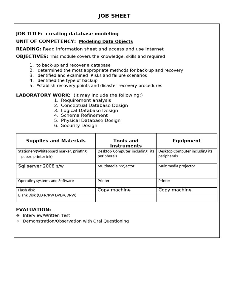 JOB SHEET | PDF