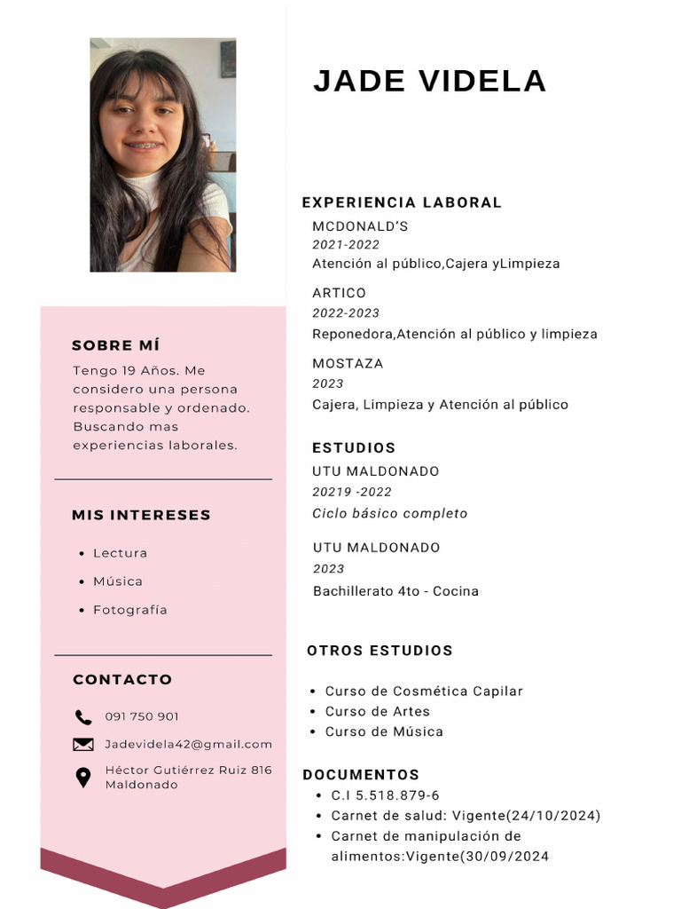 Curriculum Vitae Jade Videla | PDF