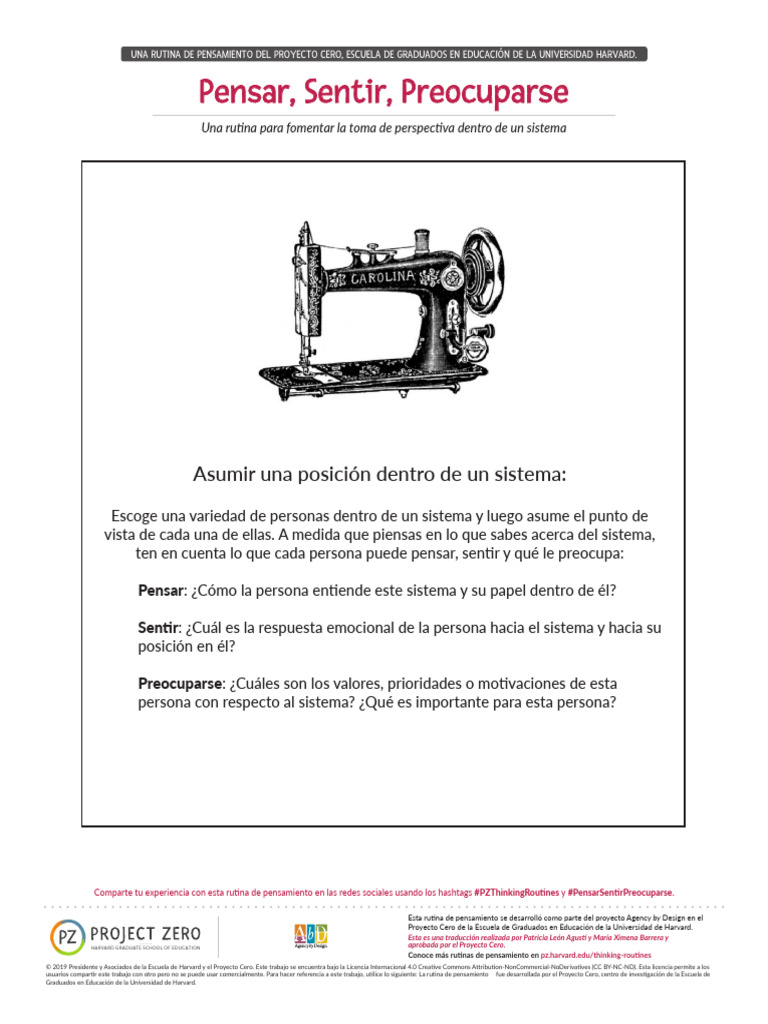 Rutina de Pensamiento - Pensar, Sentir, Preocuparse | PDF