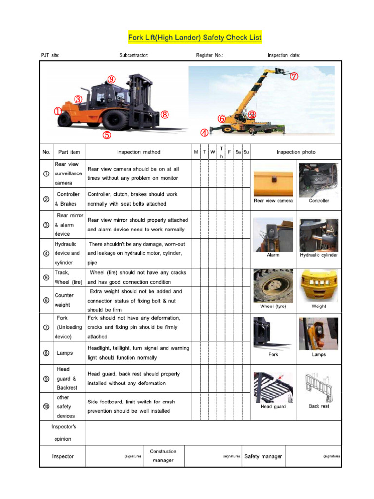 Forklift Safety Checklist | PDF