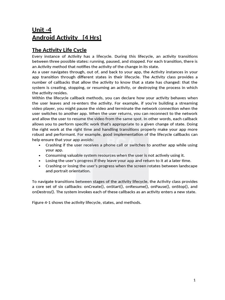 Unit 4 Android Activity | PDF Unit 4 Android Activity | PDF