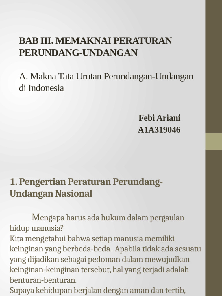 BAB III. Makna Tata Urutan Peraturan Perundang-Undangan Di Indonesia ...