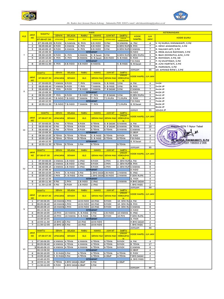 Jadwal Pel SMT 2 2023-2024 - Kosp Fix | PDF