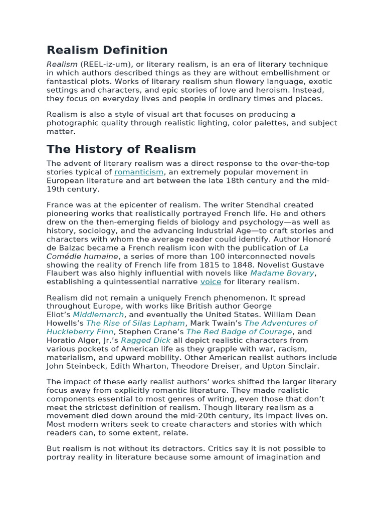 Realism Definition | PDF