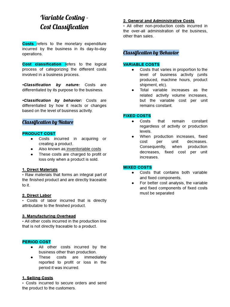 Cvp And Cost Pdf