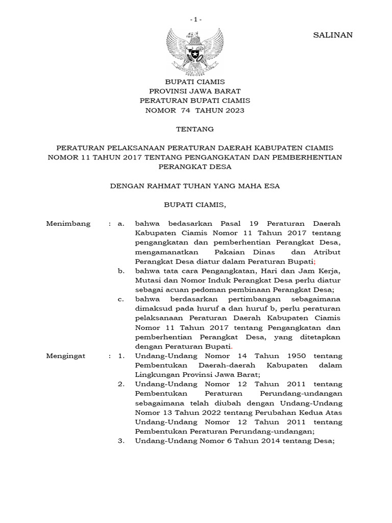 Perbup 73 Tahun 2023 | PDF