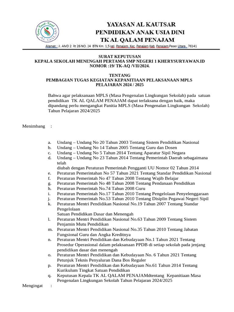 SK MPLS TK Al Qalam | PDF