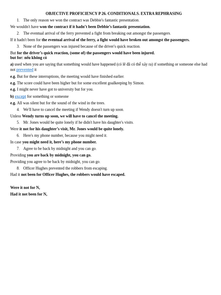 Extra Rephrasing - Conditionals | PDF