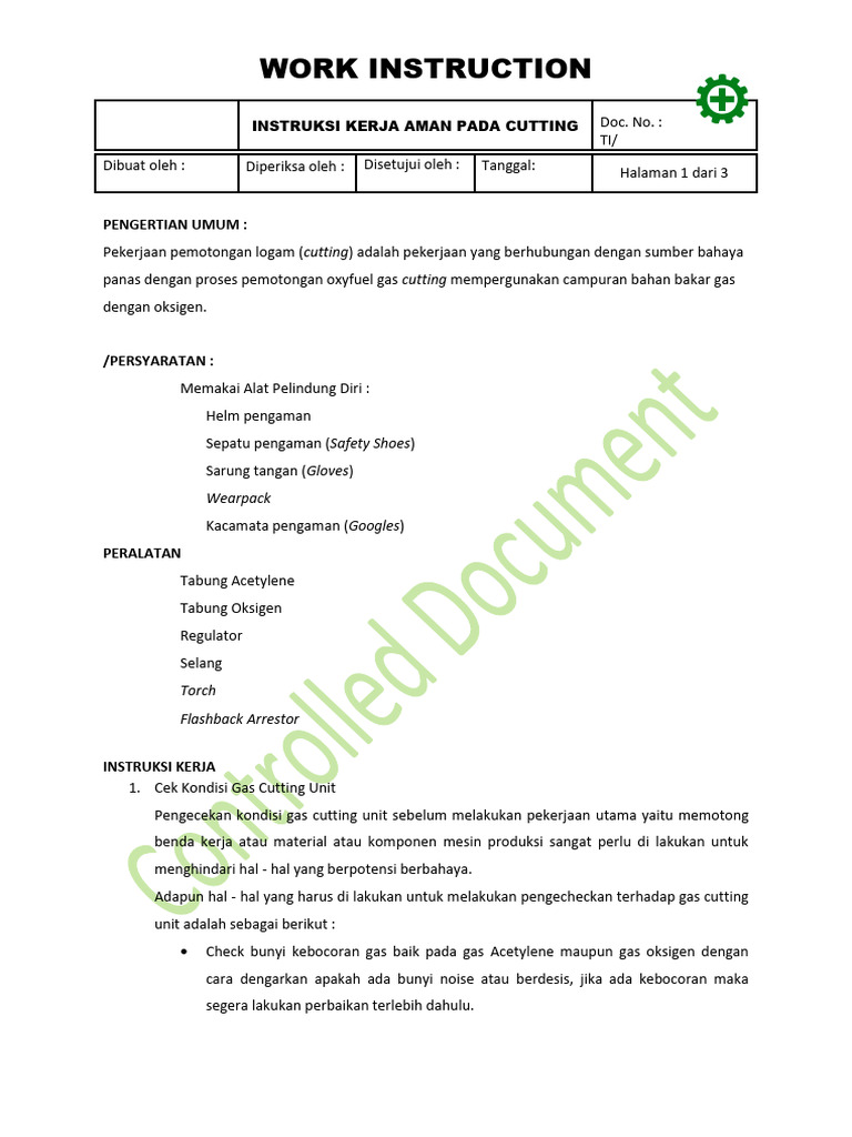 WI-HSEQ-10 WI Safe Work of Cutting | PDF