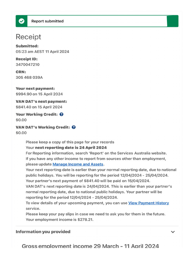 Report Receipt | PDF