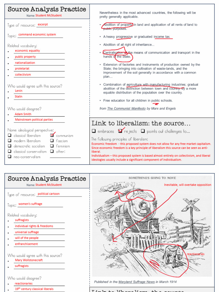 Practice Source Analysis Sheets EXAMPLES | PDF | Liberalism | Individualism
