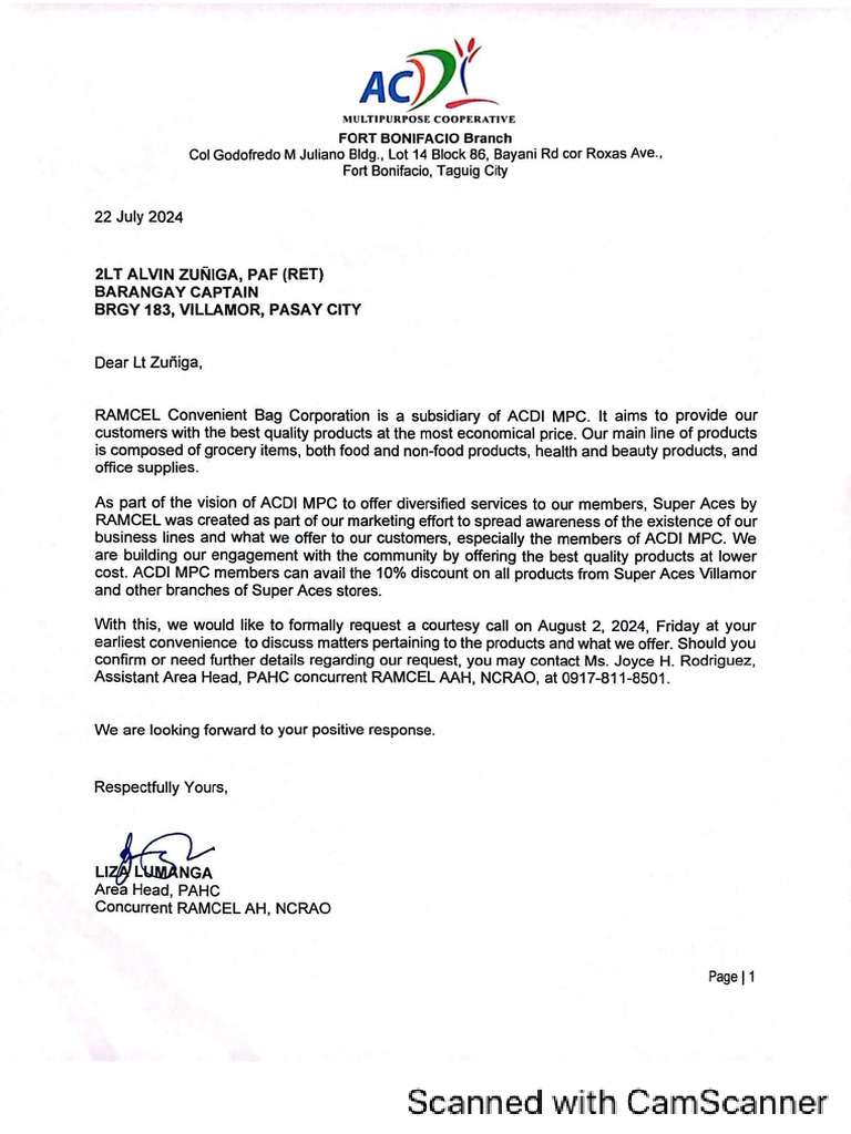Letter Request For Courtesy Call | PDF