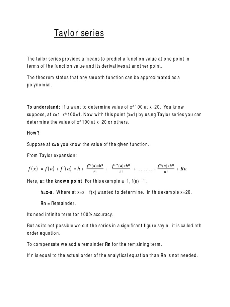 Taylor Series: Function Approximation | PDF