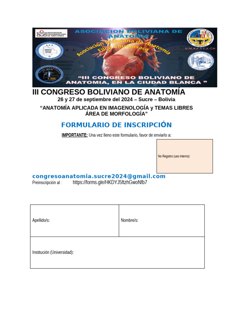 3 Fromulario Inscripción III Congreso | PDF | Bolivia | Negocios
