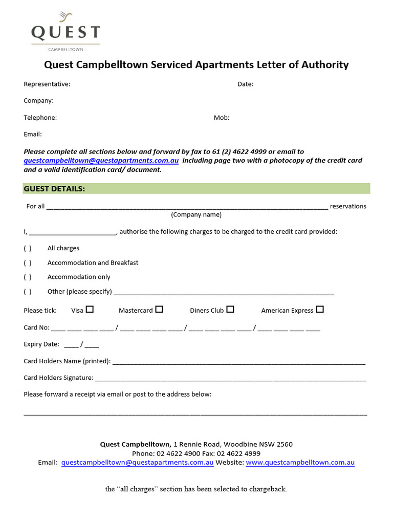 Letter of Authority CC Form Perm | PDF