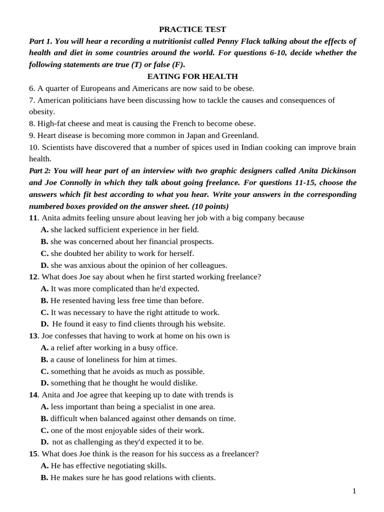 Practice Test | PDF
