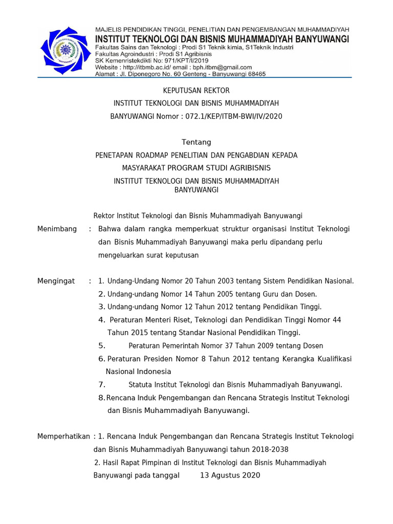 Roadmap Riset & Pengabdian Agribisnis | PDF