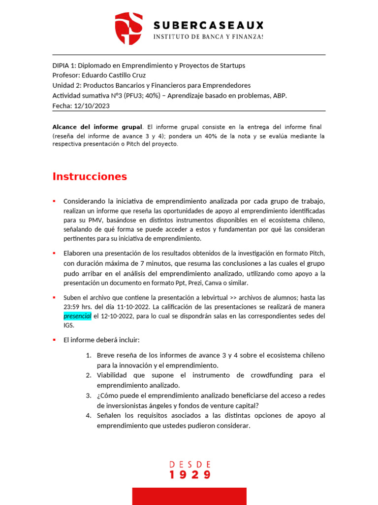 UNIDAD 2 DIPIA 1 EVALUACI Oacute N SUMATIVA 3 (PFU3 40) 12102023 | PDF
