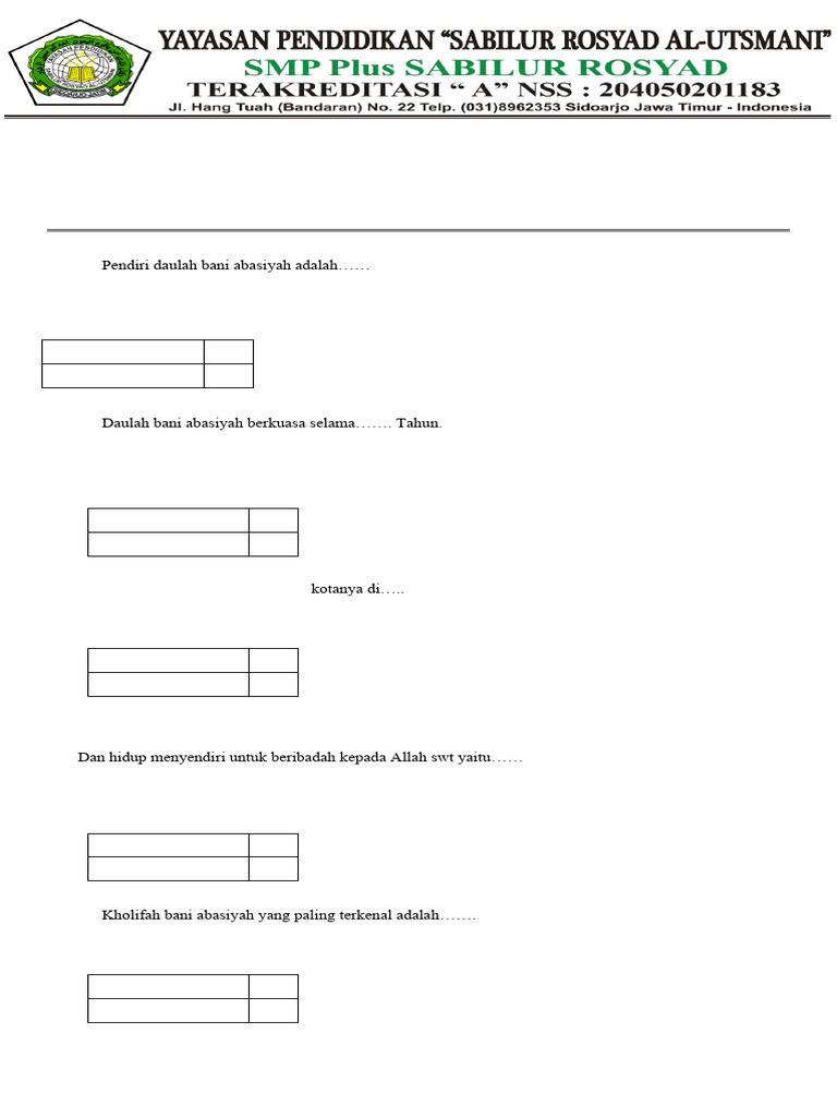 SOAL SAS PAI KELAS 2024 | PDF