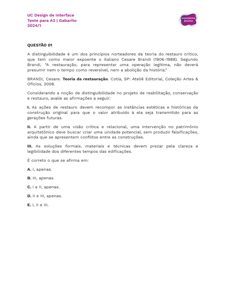 2401_PRCR_Teste para A2_Questões | PDF