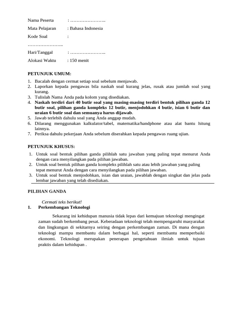Bahasa Indonesia SD-SMA | PDF