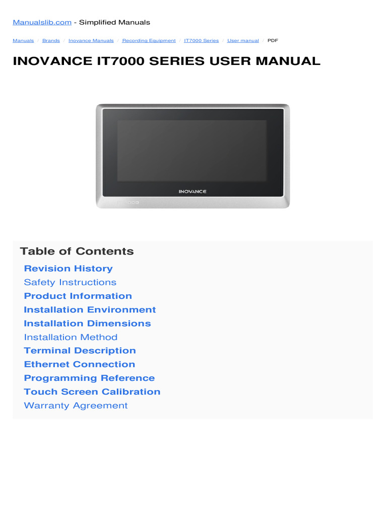 Inovance It7000 Series User Manual | PDF