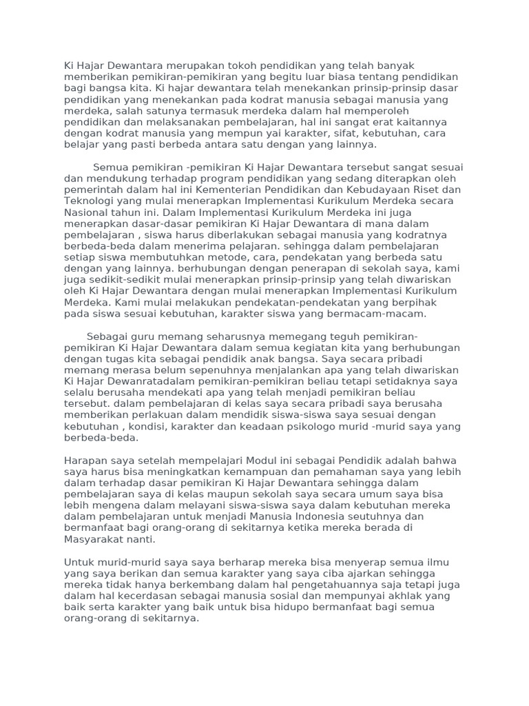 Refleksi Dasar Pemikiran KHD Modul1.1 | PDF