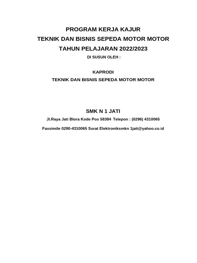 Program Kerja TBSM | PDF