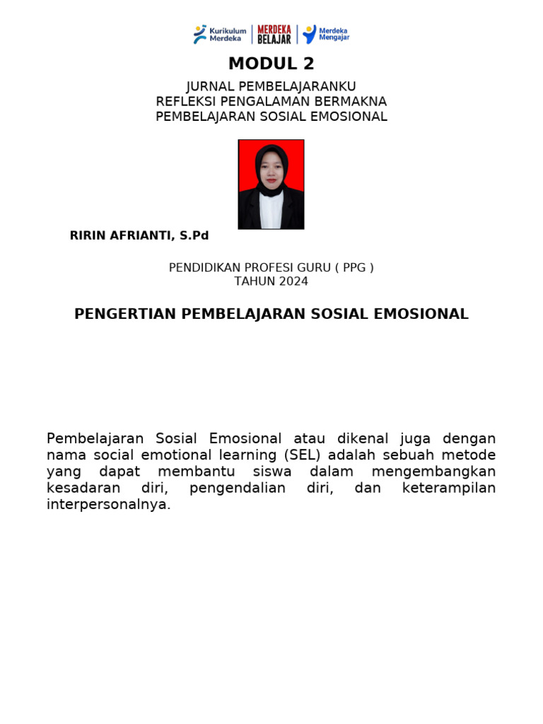 Modul 1 - Jurnal Pembelajaran Sosial Emosional | PDF