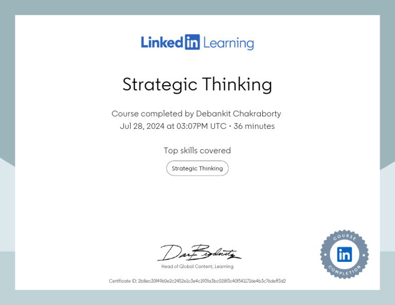 LinkedIn Learning Certificate | PDF