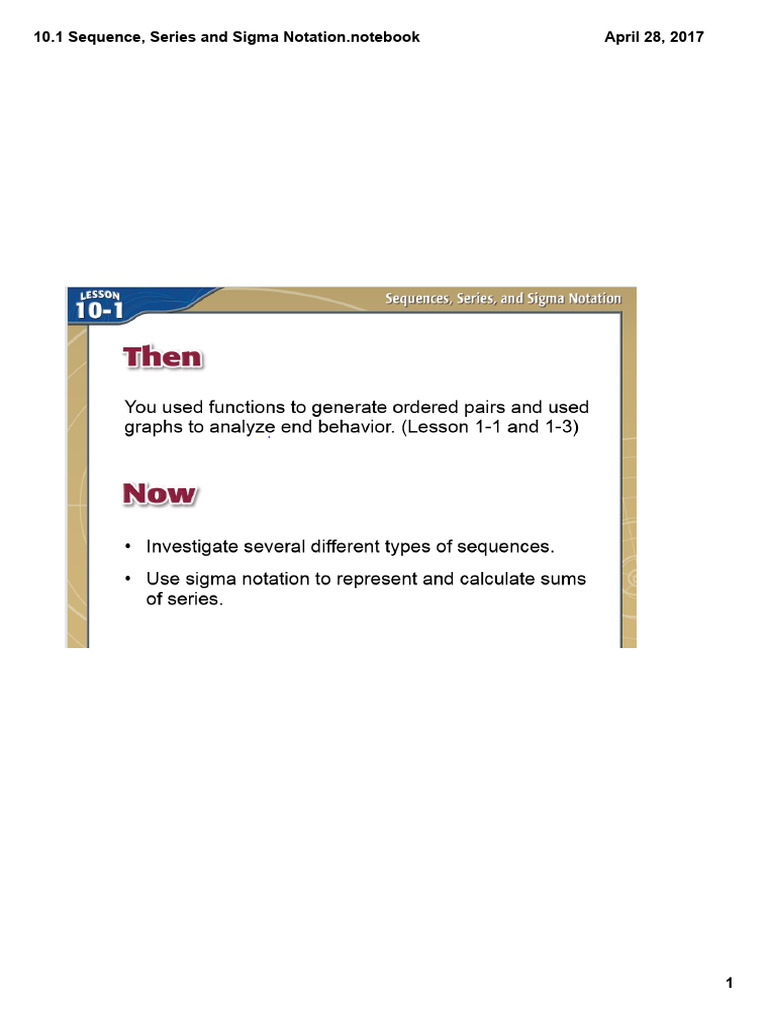 10.1 Sequence Series and Sigma Notation | PDF 10.1 Sequence Series and Sigma Notation | PDF