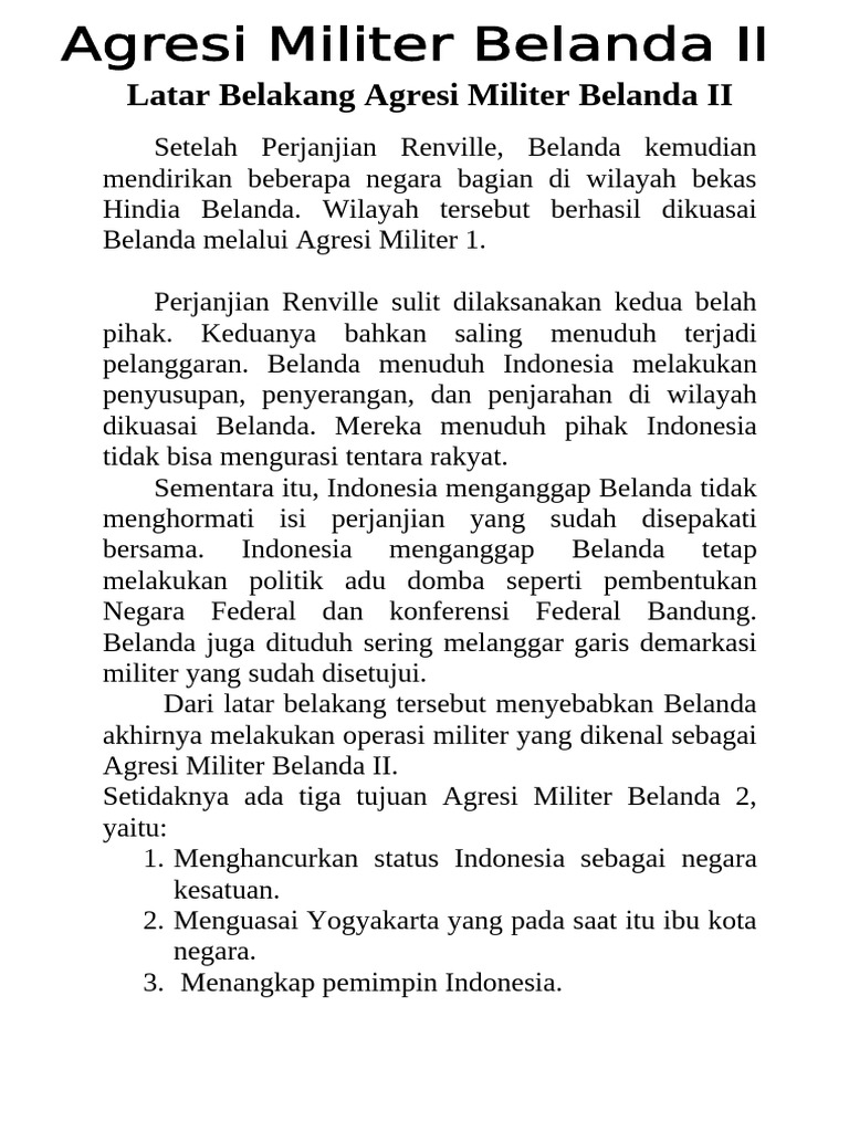Agresi Militer Belanda II | PDF