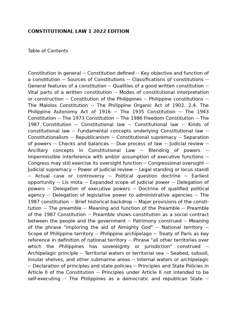 Constitutional Law 1 2022 Edition | PDF