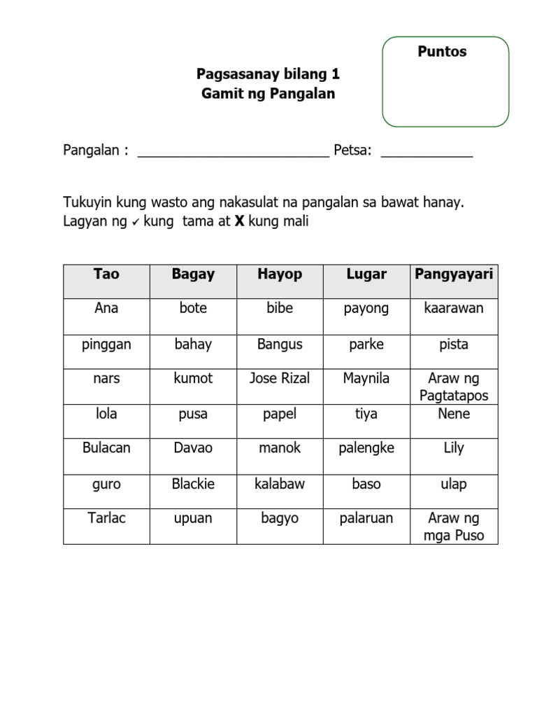 Pagsasanay Bilang Sa Modyul 1 | PDF
