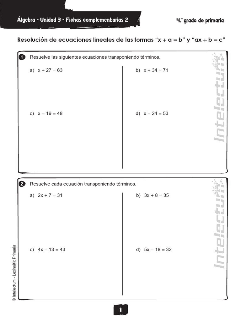 2 Alg4° U3 - Resol D Ecuac Lineales | PDF