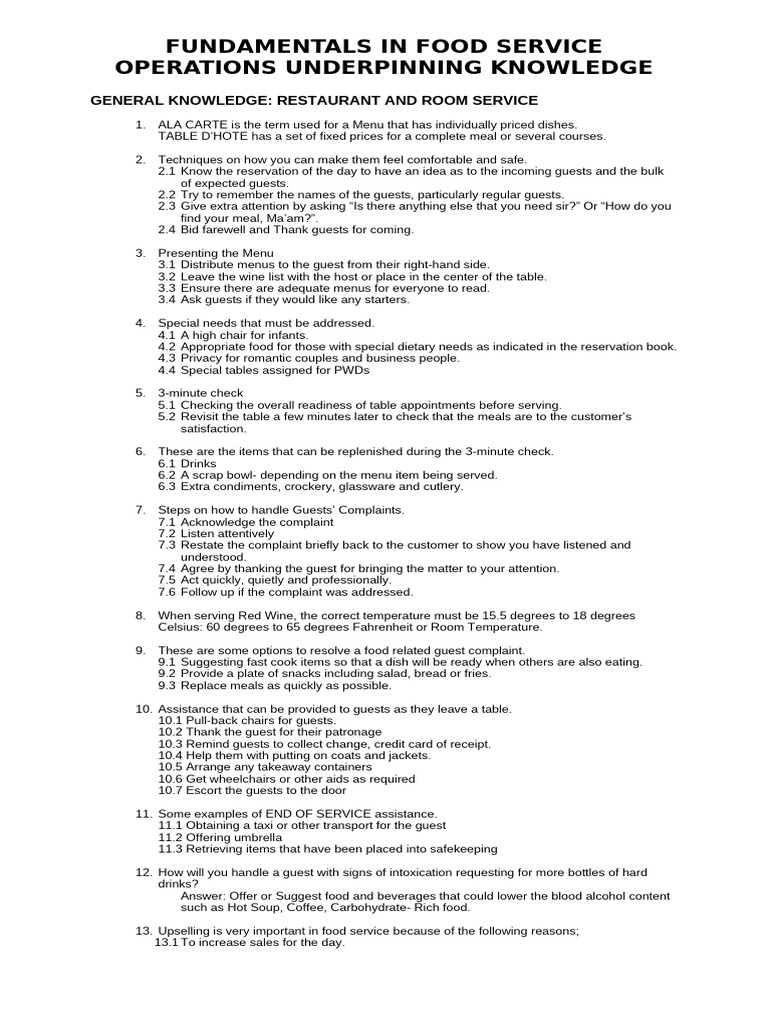 Ffso Underpinning Knowledge | PDF