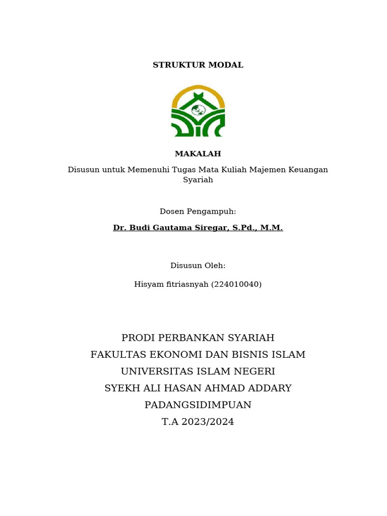 Hisyam Struktur Modal | PDF